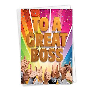 NobleWorks - Boss's Day Greeting Card with Envelope - Boss Appreciation, Gratitude Notecard for Manager, Work - Great Boss C5862BOG