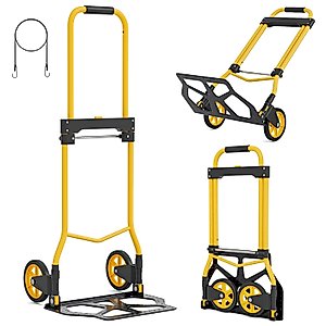 Oarlike Hand Truck, 220 lbs Capacity Dolly Cart with Silent Wheels, Industrial Folding Dolly for Moving, Transport in Warehouse, Supermarket, Garden, Home