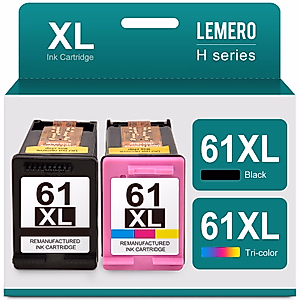 LEMERO 61XL Remanufactured Ink Cartridge Replacement for HP 61 61XL Combo Pack for Officejet 4635 Envy 4500 5530 Deskjet 3510 2542 2544 1510 2549 Printer Ink Cartridges (2 Pack)