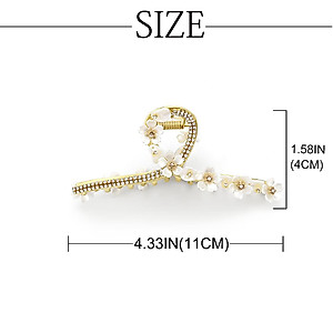 Bohend Big Flowers Hair Claw Rhinestone Thick Hair Clip Wedding Large Hair Styling Accessories for Women and Girls