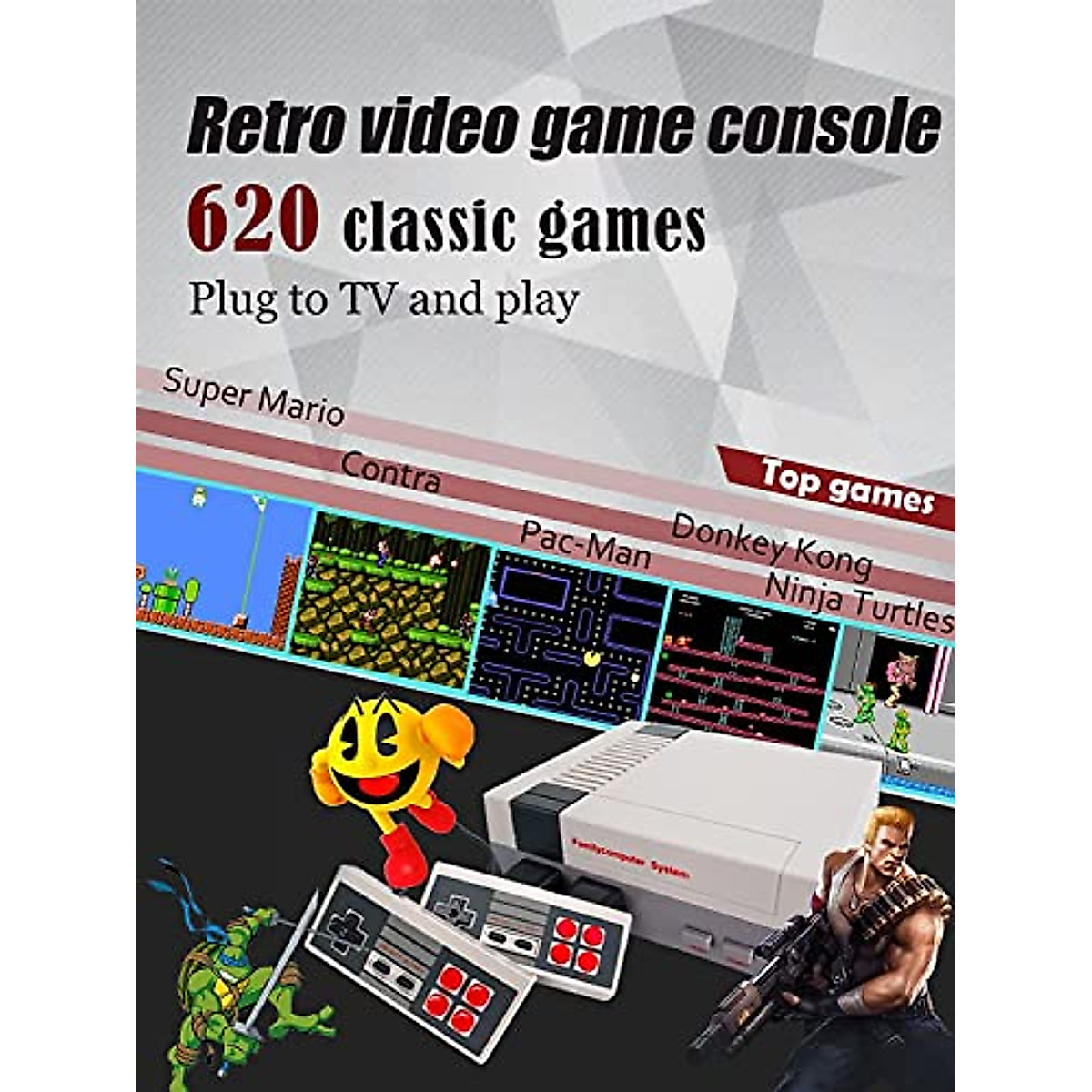 SFABF Classic Edition Mini Retro Game Console,AV Output Plug & Play Classic Mini Video Games, Built-in 620 Games with 2 Classic Controllers, Birthday Gifts Choice for Children/Adults
