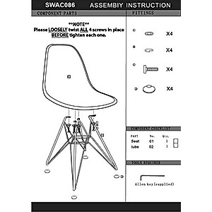 Ergo Furnishings Mid-Century Eiffel Tower Transparent Side Dining Chair Chrome Base (Set of 2)