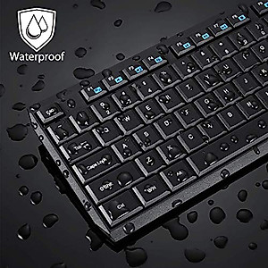 Eagletec KM120 Wired Keyboard and Mouse Combo Slim, Flat & Quiet, Ergonomic Full Size 104 Keys Keyboard & Small Portable Mouse for Windows PC (Black Wired Keyboard & Mouse Set)