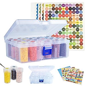 Mlife Diamond Art Painting Storage Containers, 1 Pack 24 Jars Diamond Art Storage Containers with Label, Diamond Art Accessories Organizers for Jewelry Beads,Diamond Dots,Small Gem, Diamond Storage