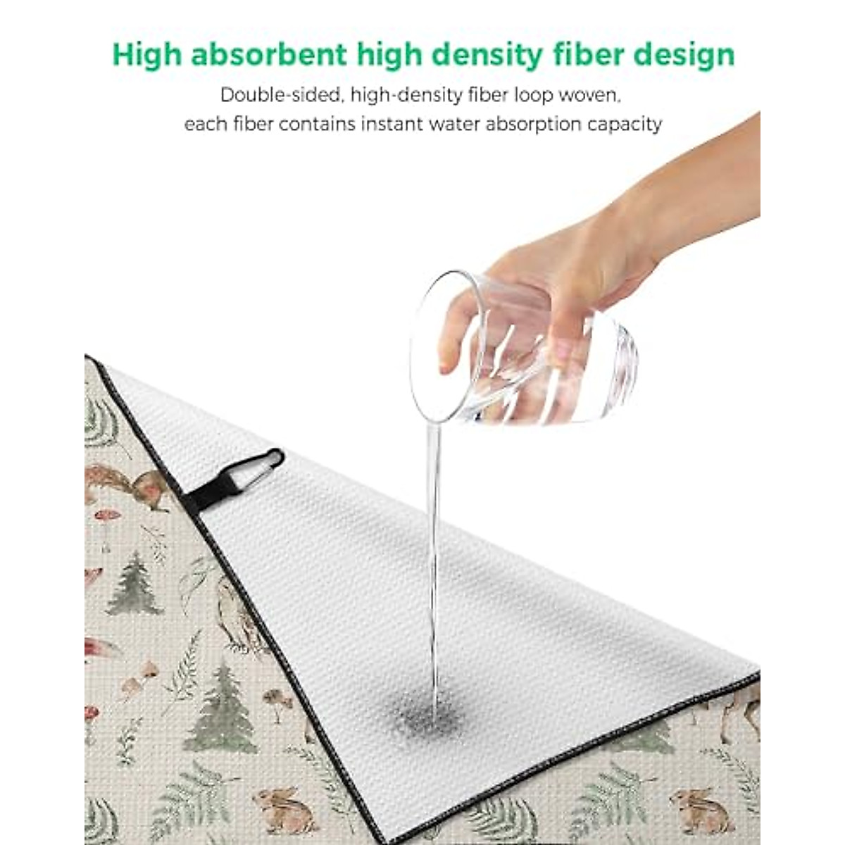 Golf Towel Christmas Elk Owl Rabbit Squirrel Fox,Waffle Pattern Microfiber Club Cleaner Golf Towels with Carabiner Clip for Women Men Dad,Xmas Tree Retro Linen Golf Towel for Golf Bags,24x16in