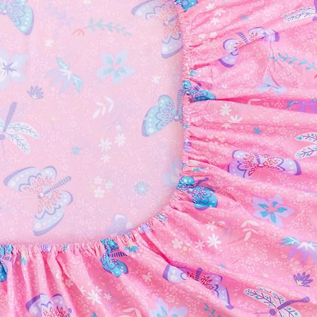 Viviland Full Butterfly Comforter Set for Girls, Kids Pink Brushed Microfiber Full Bedding Set, 7 Pieces Floral Bed in A Bag, Girls Comforters with Sheet Set, Shams, Machine Washable