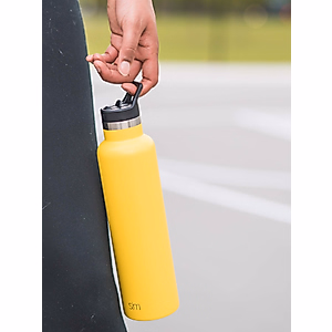 Simple Modern Ascent Straw Lid Top Handle - Fits All Ascent and Hydro Flask Standard Mouth Water Bottle Sizes - Leak Proof, Double Wall Insulated Straw Lid -Midnight Black