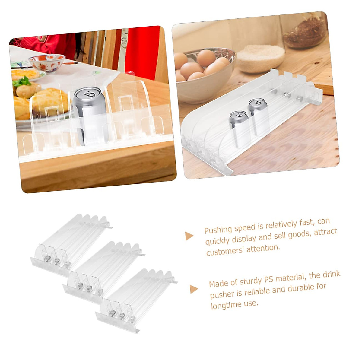 CAXUSD Bottle Sliding Organizer 1 Set Shelf Pusher White 35c Drinks Showcase Shop Drink Pusher Machine