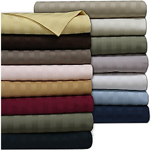 Royal Tradition Stripes Gold 300 Thread Count King/California King Duvet Cover Set 100% Cotton 3PC Comforter Cover Set Button Enclosures