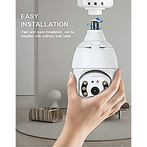 Temgofeau Light Bulb Camera Security Wireless, 2K 4.0MP PTZ Home Camera, Motion Auto Tracking, 360 Degree WiFi Smart Surveillance Cam with Motion Detection Alarm Night Vision(No Micro SD Card)