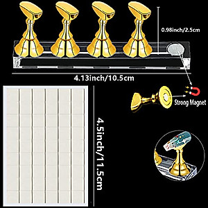2 Set Acrylic Nail Practice Stand Magnetic Nail Tip Art Display Stand Holder Manicure Tool with Reusable Adhesive Putty Clay for Home Salon Makeup