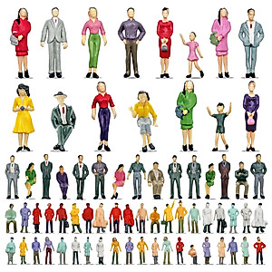 XIPEGPA 70PCS People Figurines Mini Trains Architectural 1:25 1:50 1:75 1:87 Scale People Painted Figures Plastic People Small Dollhouse People Standing and Seat