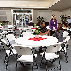 Lifetime 280435 Commercial Round Folding Table, 5 Feet, Almond