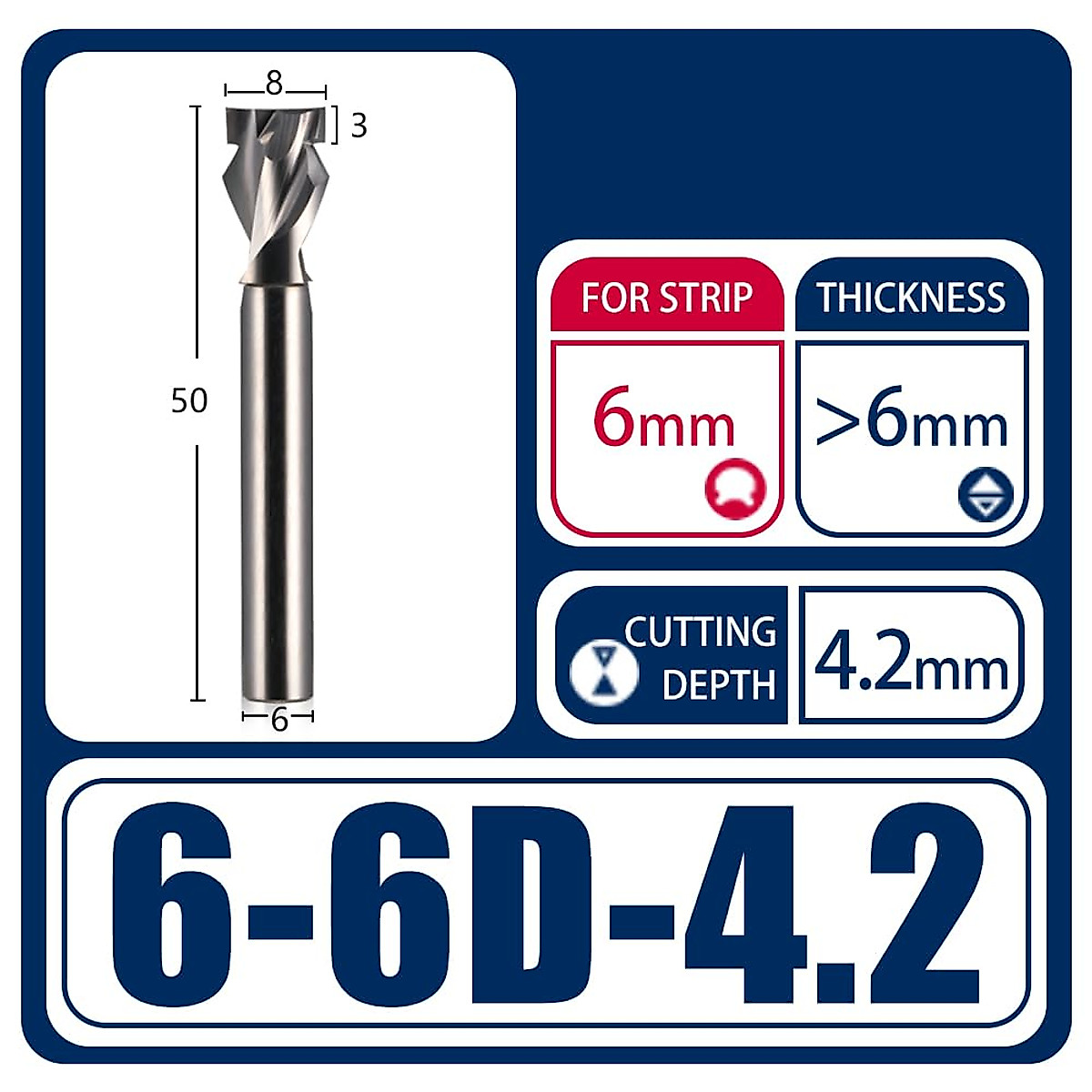 1Pcs CNC Router Bits Engraving Cutter 6mm/8mm Neon Light Strip Slotting Bits Tungsten Carbide Steel End Mill Neon LED Lights Slotting Milling Cutter for Polystyrene Acrylic (6-6D-4.2)