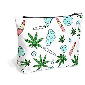 IHopes+ Funny Green Leaf Lipstick Makeup Bag for Women Best Friends Sister Teens Makeup Lover | Cute Leaf Lipstick Zipper Pouch Bag Cosmetic Travel Accessories Bag Toiletry Case