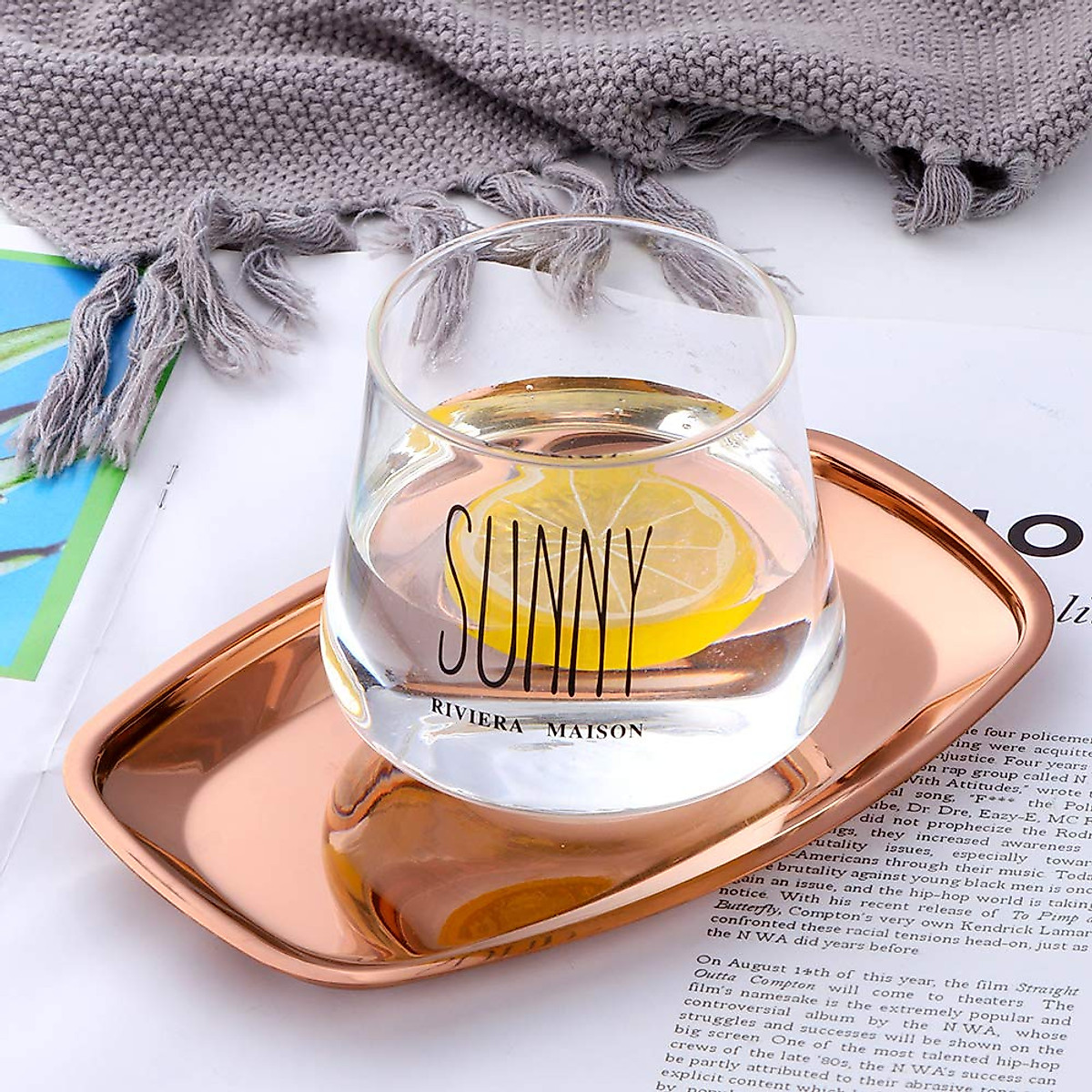 Buyer star Rose Gold 2PCS 7.12inch Stainless Steel Square Tray Fruit Trays Storage Tray Dish Plate Cosmetics Jewelry Decorative Organizer