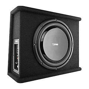 DS18 SB12A 12 Inches Shallow Subwoofer Enclosure with Built in Amplifier – Car Audio All in One Amplifier and Subwoofer Bass Package 700 Watts Power – Great Stealth Car Subwoofer in Box with Amp
