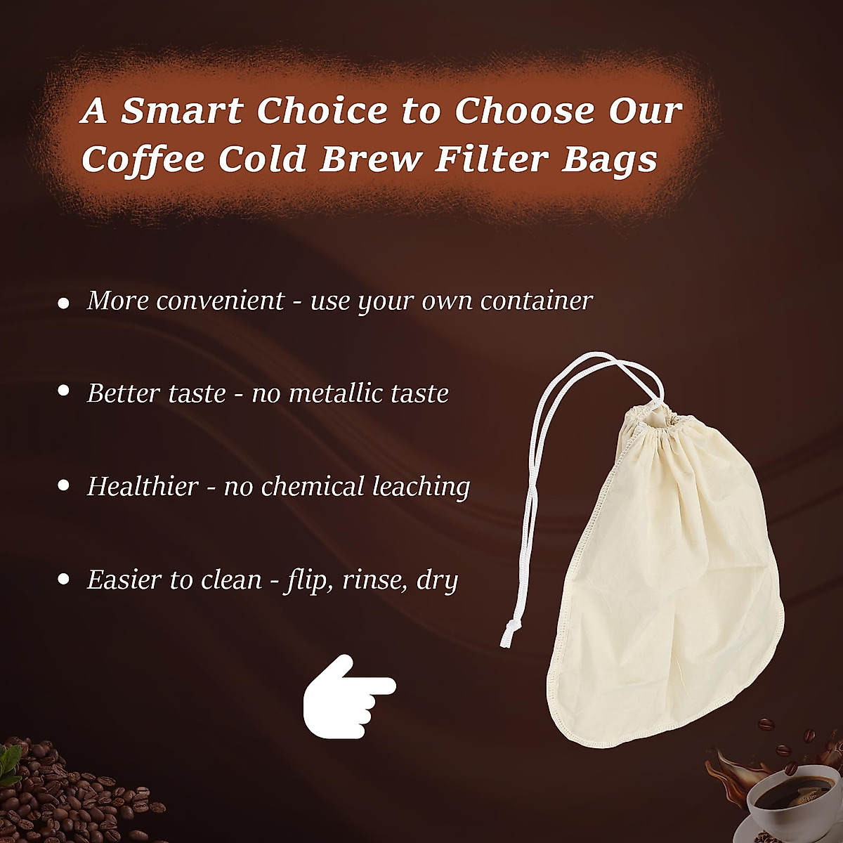 PalpitateC Cold Brew Coffee Bag Compatible with Toddy Cold Brew Systems, Mason Jars, Pitchers Cold Brew Maker, for 12" x 11" Cotton Reusable Coffee Filter Bag with Drawstring (1 Pack)