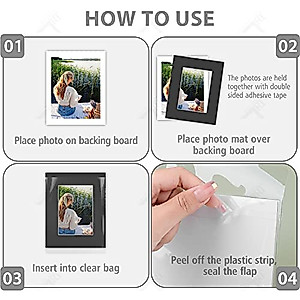 Golden State Art, Acid-Free Pre-Cut 8x10 Black Picture Mat Sets, Pack of 25, White Core Bevel Cut Mats for 5x7 Photos, 25 Backing Boards and 25 Crystal Clear Plastic Sleeves Bags