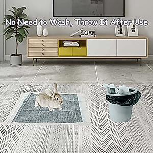 Tfwadmx 100 Pcs Rabbit Pee Pads Guinea Pig Super Absorbent Cage Liners Bunny Disposable Black Carbon Diapers Small Animal Training Accessories with Quick-Dry Surface for Chinchilla Ferret Hamster