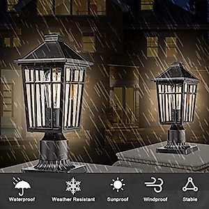 Darkaway Post Lights Outdoor Lamp Post Light Fixture Outdoor Lighting, Light Posts for Outside with Seeded Glass Aluminum Housing for Outdoor Garden, Patio Post Base/Pole Mount
