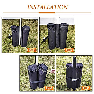 Goutime Canopy Weight Bags 4 x 40 lb for Pop Up Canopy Tent Legs, Gazebo Sand Bag Weights, Set of 4 Black (Upgraded)