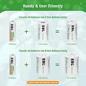 EBL Rechargeable Batteries Kit with C D 9V AA AAA Battery Charger and 10000mAh D Rechargeable Batteries