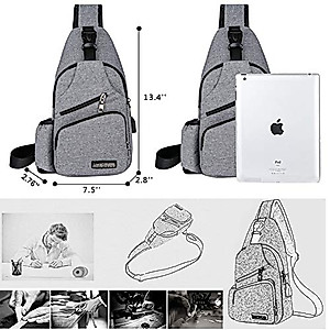 Peicees Sling Bag for Men Women Shoulder Bag Daypack with Bottle Holder