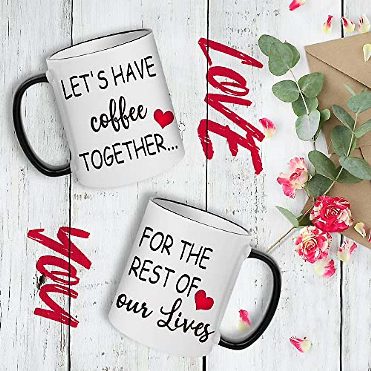 Fatbaby Lets Have Coffee Together For The Rest Of Our Lives Coffee Mug Set,Engagement Gifts for Couples,Mr and Mrs Wedding Gift for Couple,Bridal Shower Engaged Bride and Groom Couples Mugs
