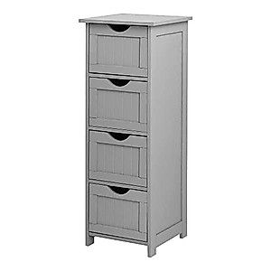 MAXCBD Nightstand Bedside Table Drawer Cabinet 4 Drawers Free Standing Cabinet Bathroom Floor Cabinet Storage Organizer Space Saving Floor Standing Storage Unit Storage Tower Dresser