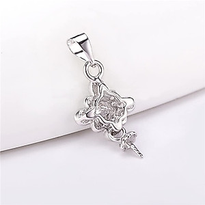 LGSY Sterling Silver Chinese Knot CZ Bail Pin Pendant Fitting for Pearl Jewelry, Design Pendant Mount for Women DIY Jewelry Making