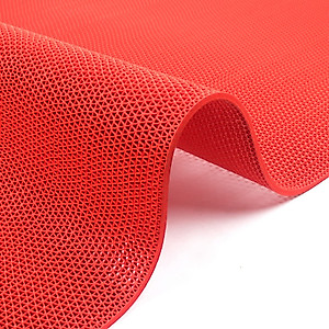 MYOYAY 3' x 16.4' Non-Slip PVC Drainage Floor Mat Commercial Wet Area Floor Mats for Outdoor Indoor Restaurant Kitchen Bar Swimming Pool Splash Matting Water Drain Flooring Mat, Red