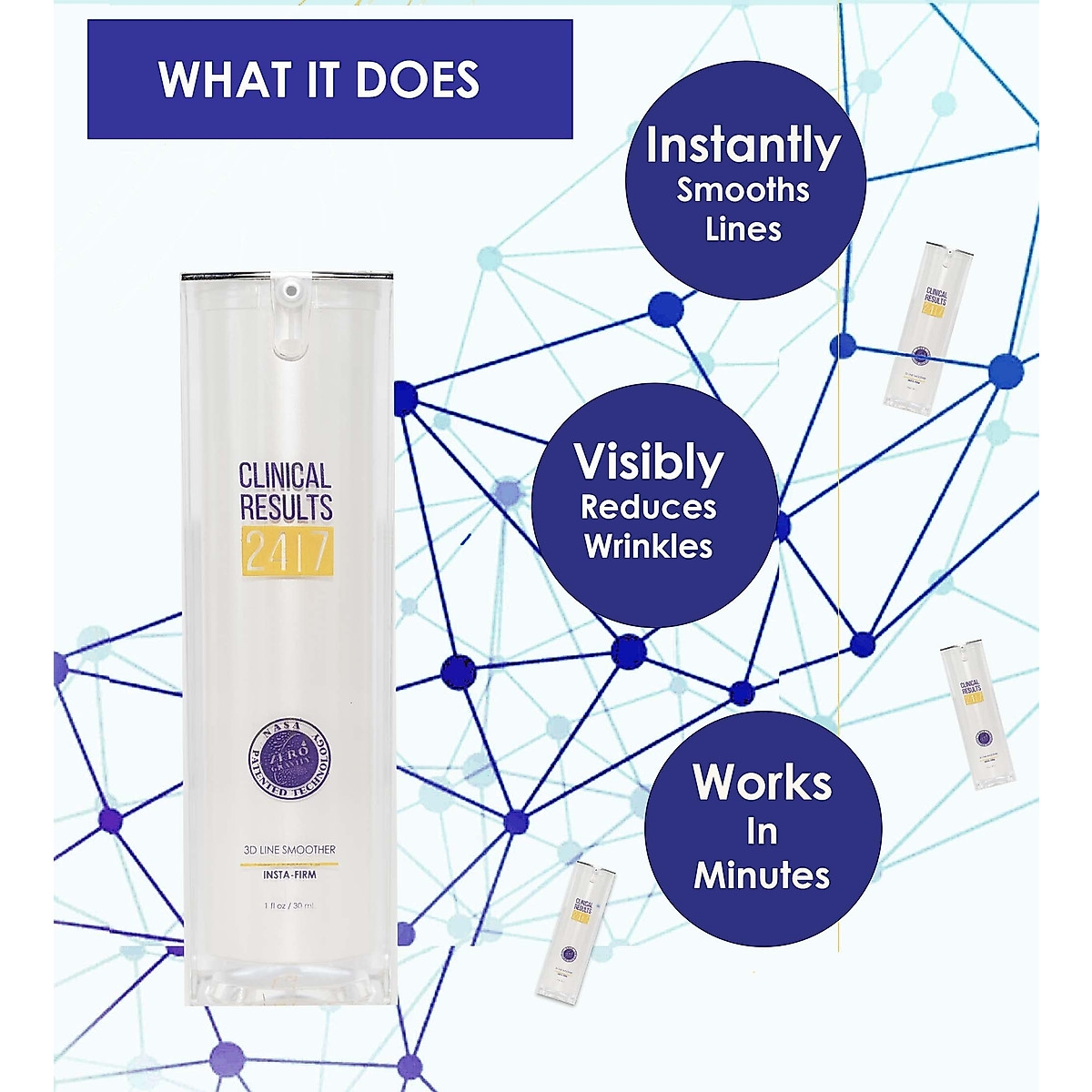 Insta-Firm Works In Minutes To Lift, Firm And Smooth Lines, Wrinkles, Puffy Eyes and Crow's Feet - Instantly! | NASA Stem Cell Technology | Clinical Results 24/7 Insta-Firm | 1 oz (8 Weeks)