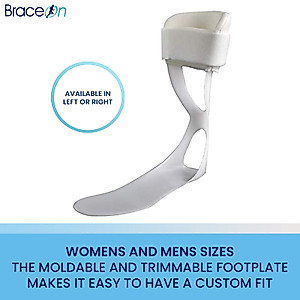 BraceOn AFO – Swedish Deluxe - Drop Foot Stabilizer, Moldable, Trimmable, Lightweight Polyethylene (Men, Right)