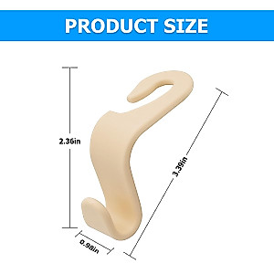 4PCS Car Seat Headrest Hooks, Auto Back Seat Hanger Holder, Durable Stylish Vehicle Organizer Universal Car Interior Accessories, Storage Hooks for Purses, Bags, Clothes, Coats, Hats (Beige/4PCS)