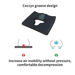EGEN Gel Memory Foam Seat Cushion Hip Pain, Back Pain Tailbone Coccyx Sciatica Relief, Chair Cushion for Paralysis, Sedentary, Car, Wheelchair,Sciatica Bed Elderly Bedsore (with Black Cover)