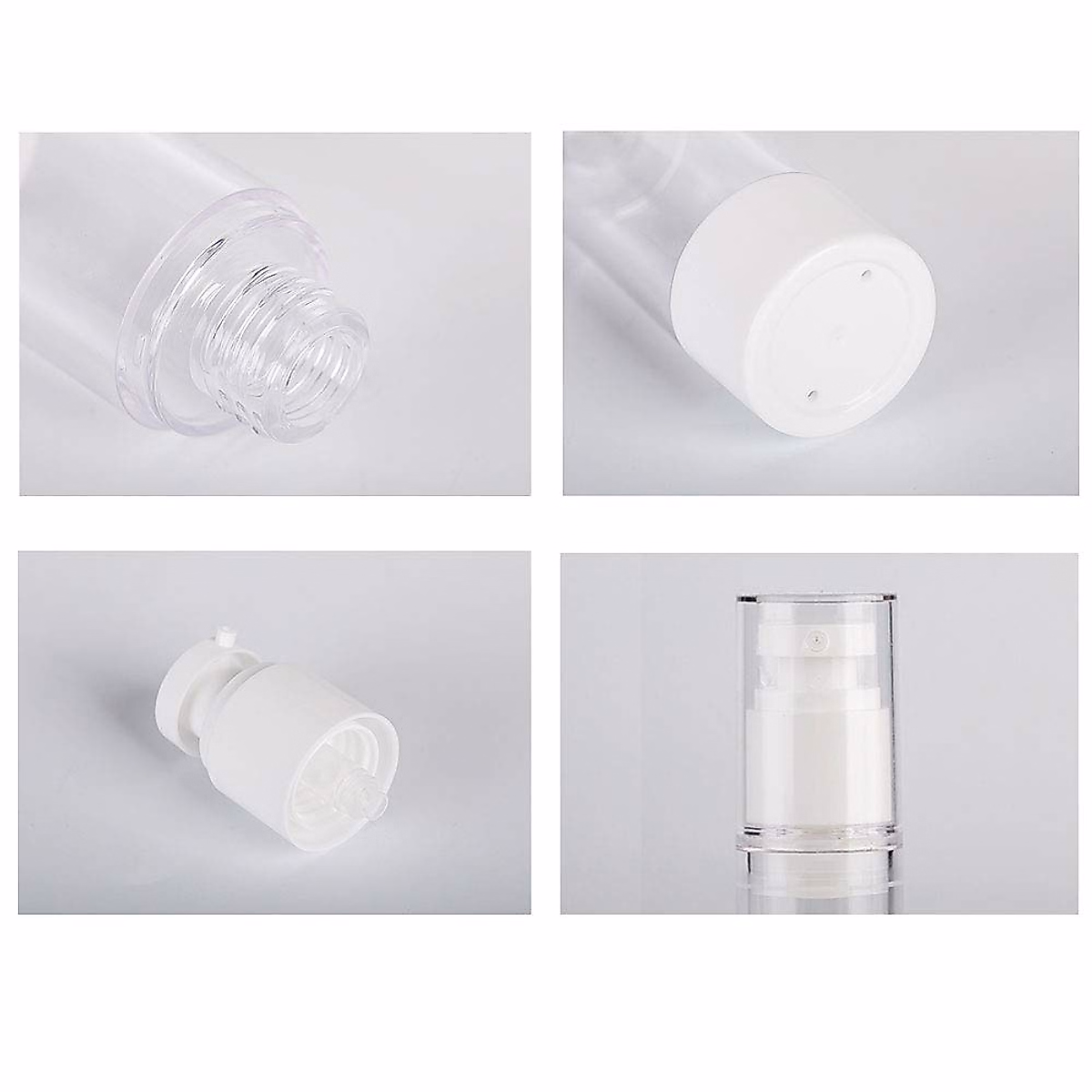 50ML / 1.7oz 6pcs Transparent Ounce Empty PS Plastic Airless Vacuum Pump Press Bottle Jar Pot Vial Container For Cosmetic Makeup Serums Cream Lotion Travel Toiletries Liquid Toner Sample
