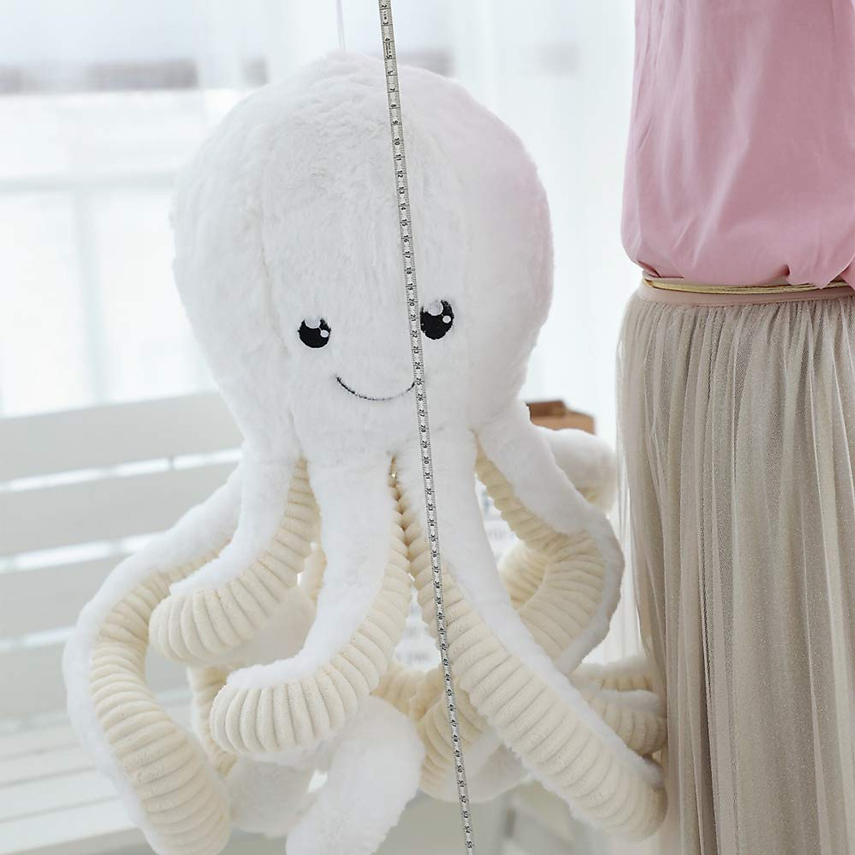 lapeche Plush Cute Octopus Dolls Soft Toy Stuffed Marine Animal for Boys Girls Birthday Presents (White, 16")