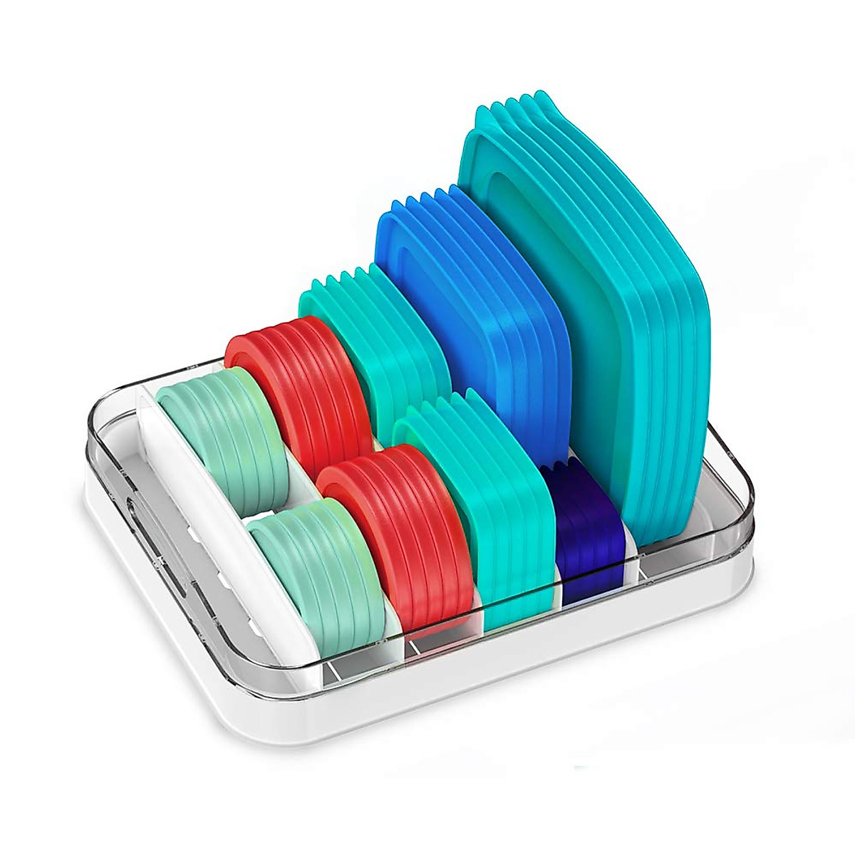 EVERIE Food Container Lid Organizer Compatible with 12'' Deep Cabinets, GS01 (White)