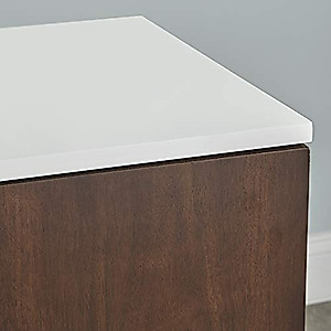 Target Marketing Systems Stacy Mid Century Modern 2-Drawer Dining Room Buffet Cabinet with Gold Tone Accents, 47.25", White/Walnut