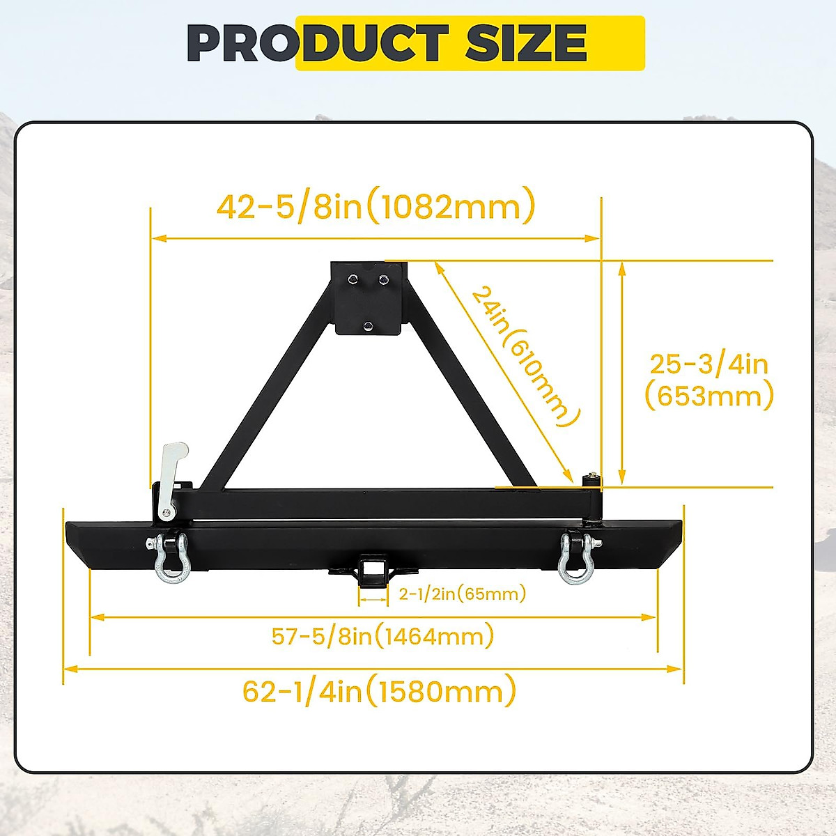 KUAFU Rear Bumper W/Tire Carrier Compatible with 1987-1996 Jeep Wrangler YJ 1997-2006 TJ 2003-2006 LJ w/D-Rings 2 packages