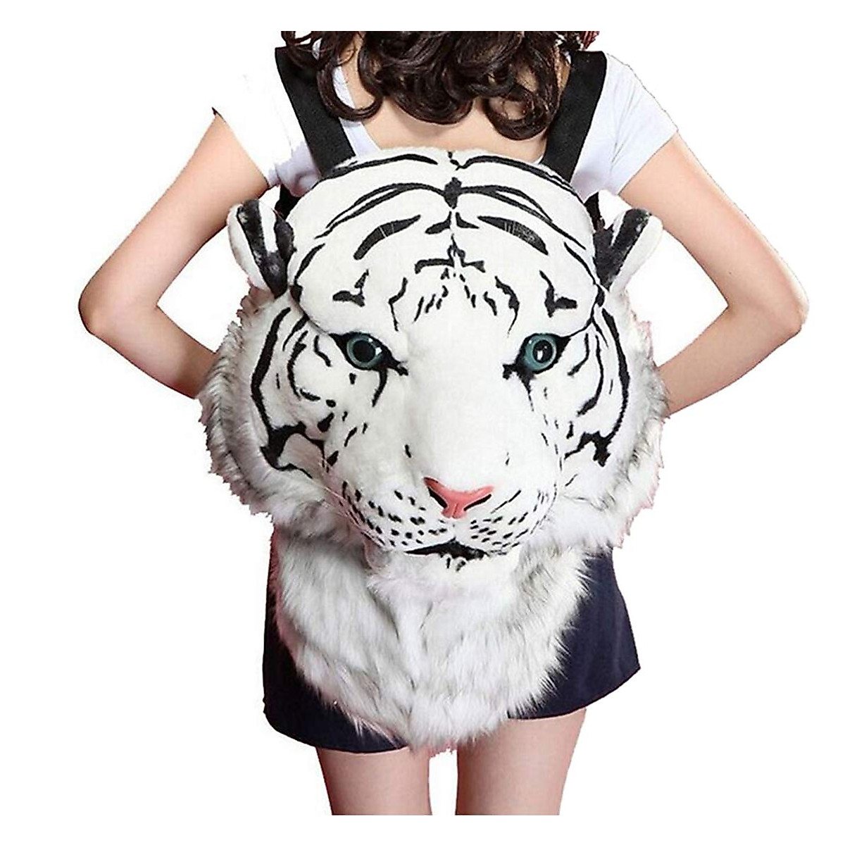 WYIKE Domineering 3D Animal Head Backpack Bengal Tiger Head Backpack/Lion Head Backpack and Wall Mount (Small, Tiger Yellow)