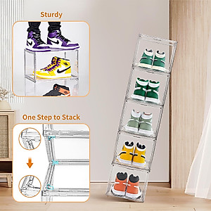 CKHXR 1 Pack X-Large Acrylic Clear Shoe Boxes,Professional Boot and Hat Display Case Organizer,Purse Organizer for Closet,360° Clear Plastic Stackable Sneaker Storage for Sneakerhead,Fits US Size 14.5
