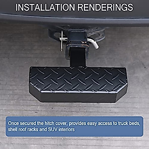 DICMIC Hitch Step Anti Slip and Rust Towing Bumper Guard for Most Car SUV Truck Pickup with Pin Fit 2” Receiver, 11.8” Length