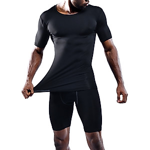 NELEUS Men's 3 Pack Athletic Compression Under Base Layer T Shirt,5011,Black,S