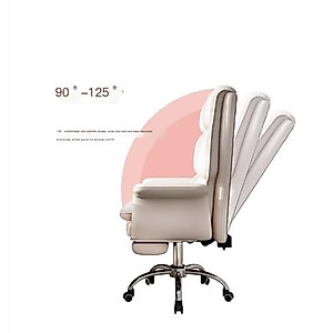 Home Office Desk Chairs, Swivel Chair Office Chairs, Ergonomic Office Chair, Home Office Desk Chairs, Computer Chair Sofa Chair Comfortable Bedroom Swivel Lift Leather Seat (Color : White Pedal)