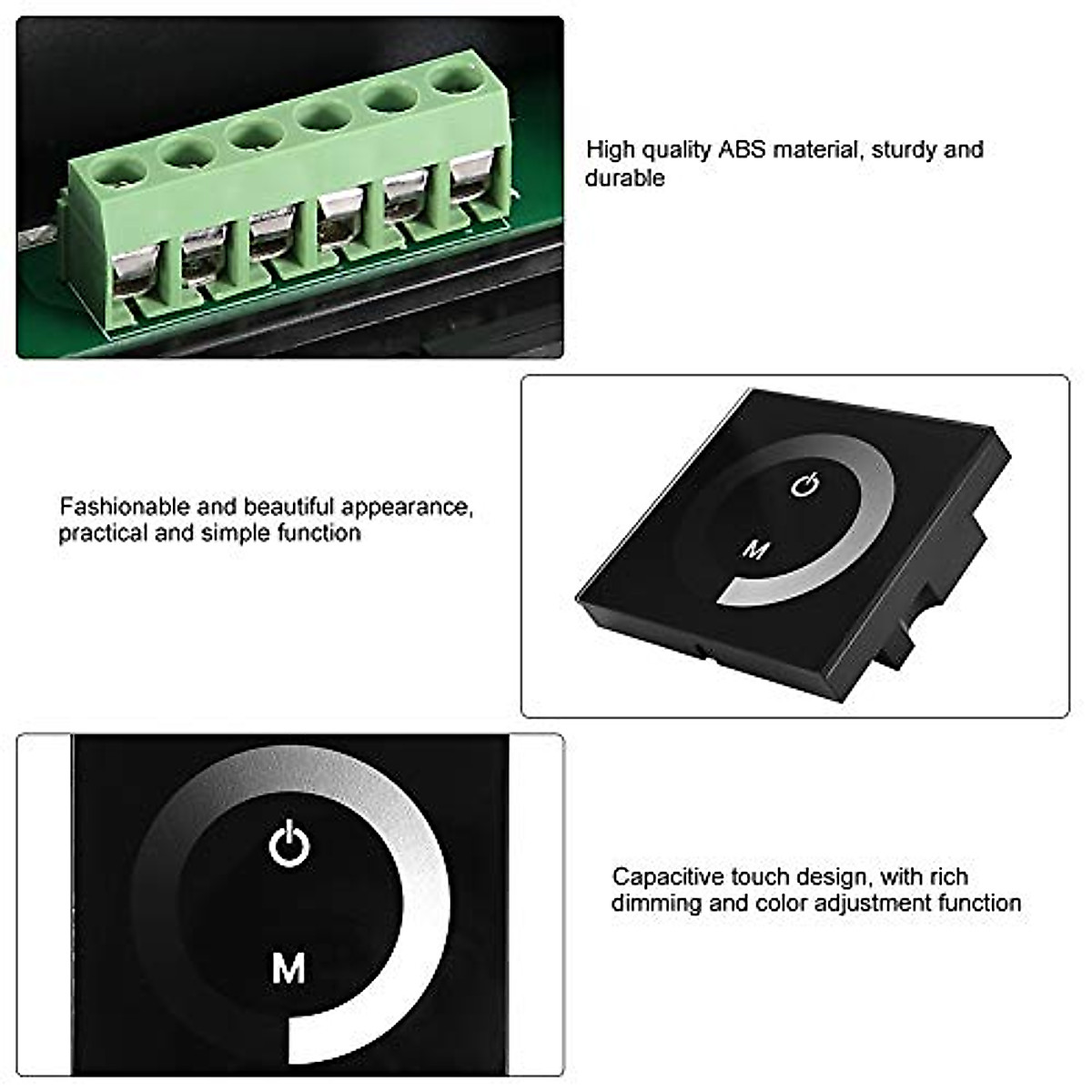 LED Dimmer Switch, Beautiful Appearance LED Touch PanelDimmer Switch for Fashionable Design for Ambient Lighting(Black)