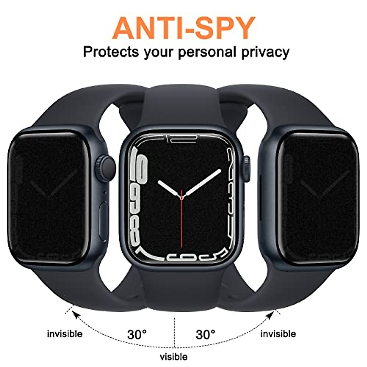 [ 4 Pack ] YMHML Privacy Screen Protector Compatible for Apple Watch Series 9 8 7 45mm, [Upgrade Anti-Spy Film] Soft Anti-Scratch Matte Film for Apple Watch Series 9 8 7 Accessories Matte Black, 45mm