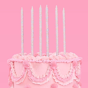 xo, Fetti 10 Iridescent Glitter Party Cake Candles Tall Thin - 10 Pcs | Bachelorette Party, Birthday Girl Gift, Fun Cake Decoration Supplies, Baby Shower, Cute Cupcake Topper