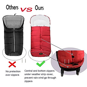 CozyMe Universal Winter Stroller Footmuff,Waterproof Toddler Travel Gear Sleeping Bag, Anti-Slip,Length Extendable,Multifunction Use Bunting Bag for 6-36M,Red